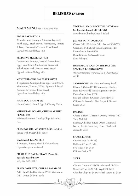 Lunch Menu - belindas-arundel.co.uk